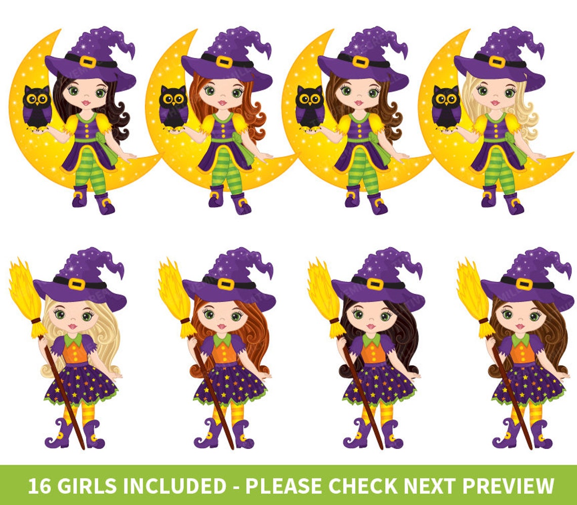 Halloween Witch Clipart Halloween Clipart Witch Clipart | Etsy