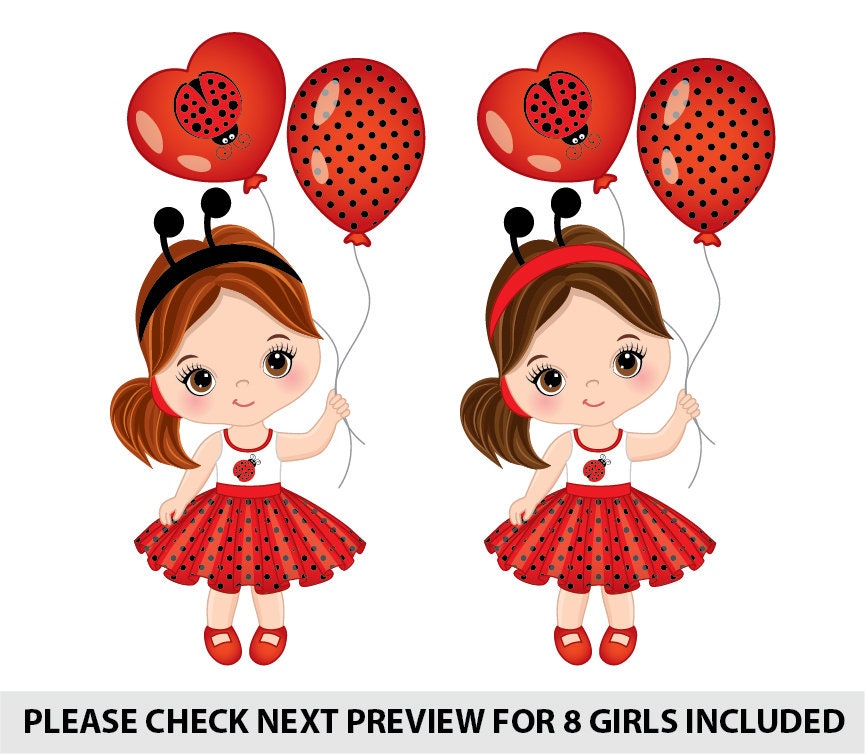 Ladybug Clipart - Vector Ladybird Clipart, Girl Clipart, Ladybug Girls ...