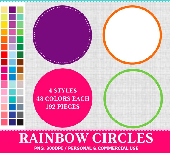 192 Digital Rainbow Circles Labels Clip Art | Etsy