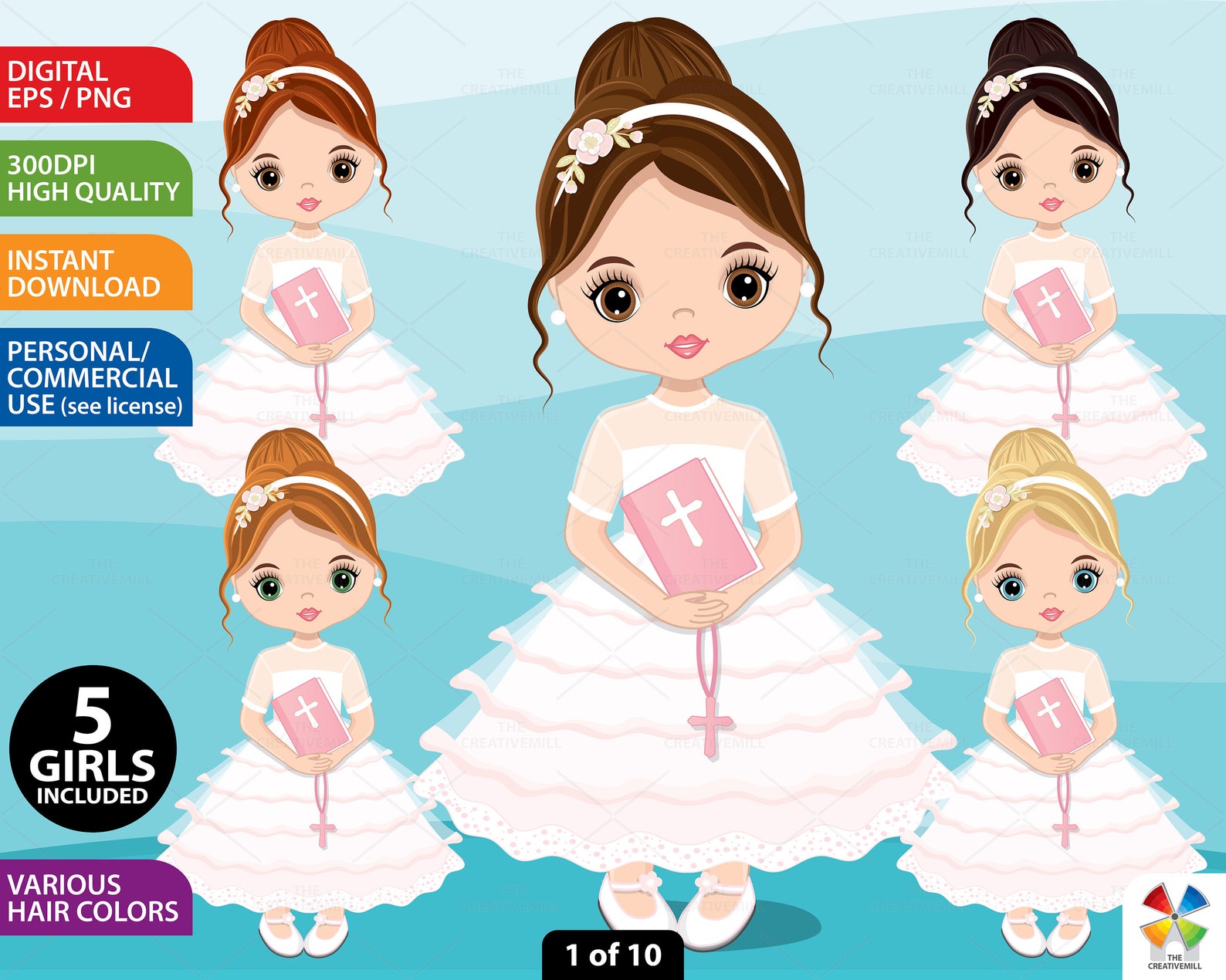 First Communion Clipart Vector Communion Clipart Cute Girl - Etsy
