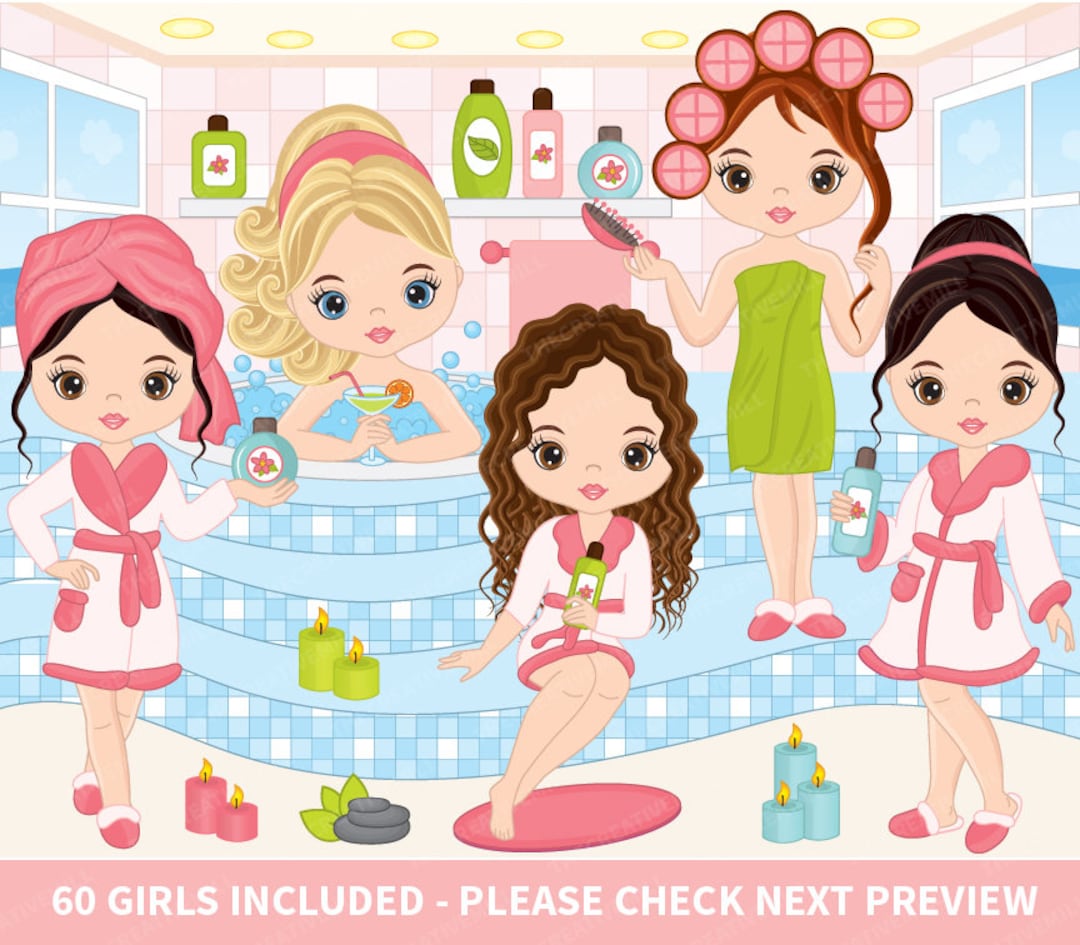 60 Spa Girls Clipart - Vector Spa Girl, Spa Party Clipart, Spa Clipart ...