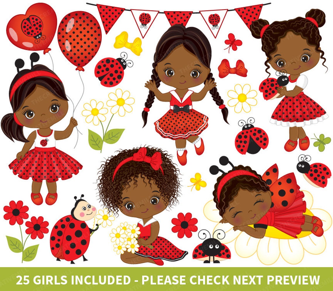 Ladybug Clipart Vector Ladybird Clipart African American - Etsy