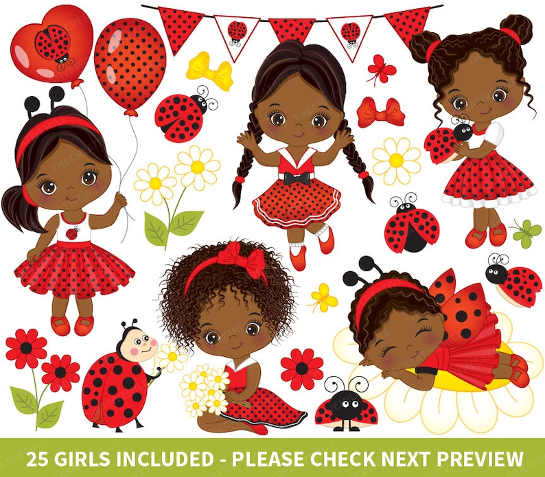 Ladybug Clipart Vector Ladybird Clipart African American | Etsy