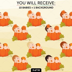 Baby Sleeping Pumpkin Clipart, Vector Little Pumpkin, 1st Halloween ...