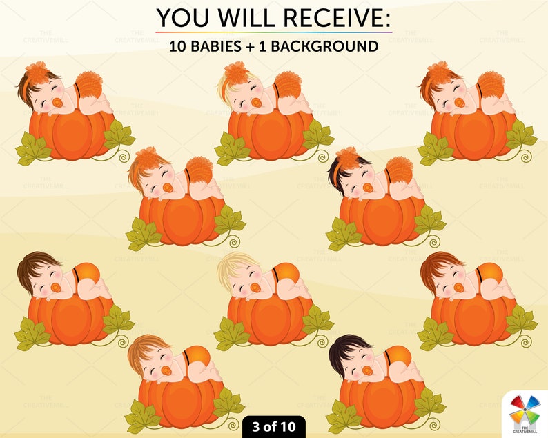 Baby Sleeping Pumpkin Clipart Vector Little Pumpkin 1st - Etsy
