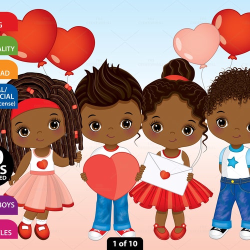 Valentines Day Kids Clipart Vector Love Kids Clipart Cute | Etsy