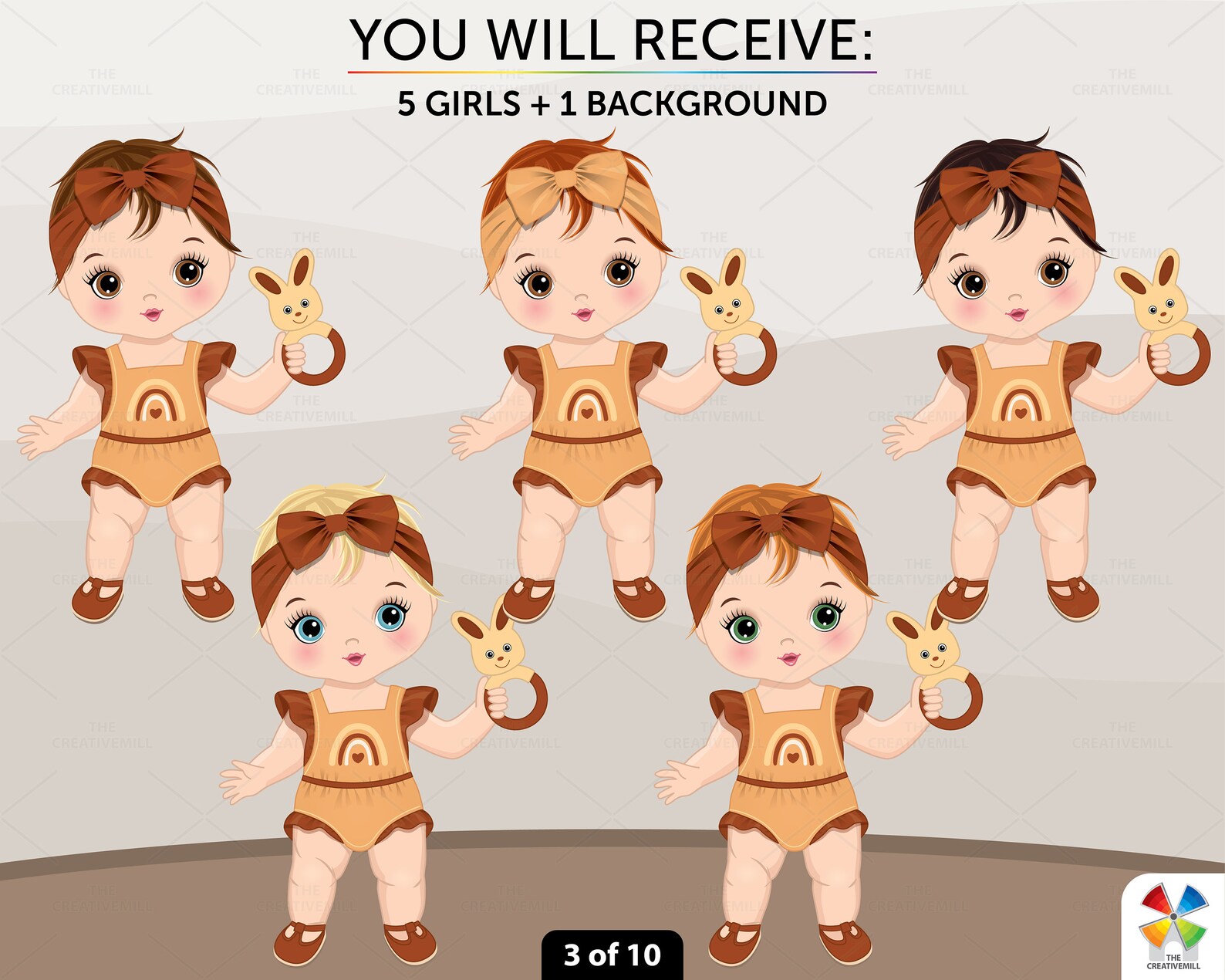 Baby Boho Clipart Vector Bohemian Cute Baby Girl Clipart - Etsy