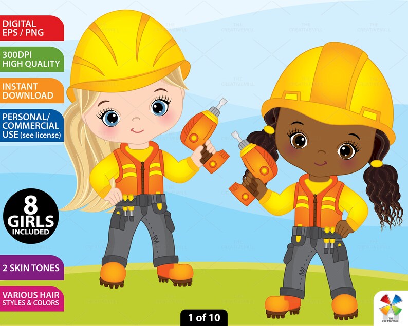 Construction Girls Clipart - Vector Construction Clipart, Girl Clipart ...