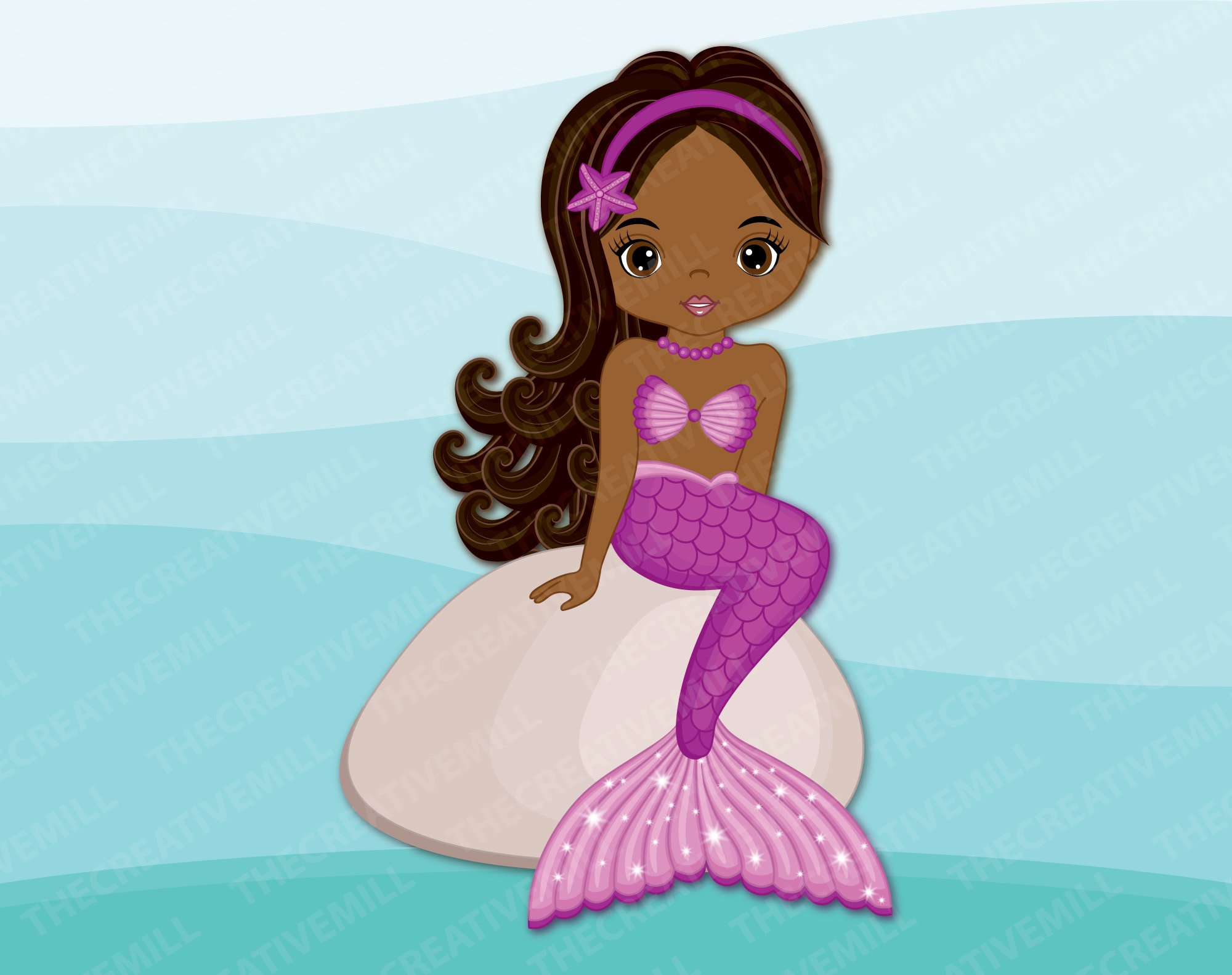 African American Mermaids Clipart Vector Mermaids Clipart | Etsy
