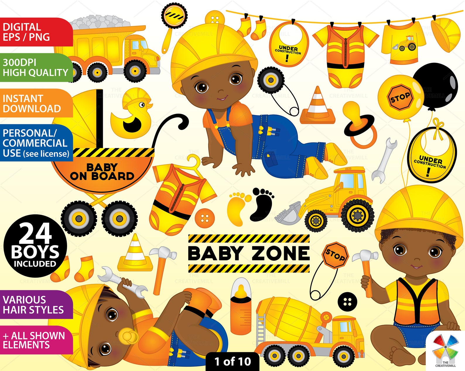 Construction Baby Clipart Vector Construction Clipart Baby - Etsy