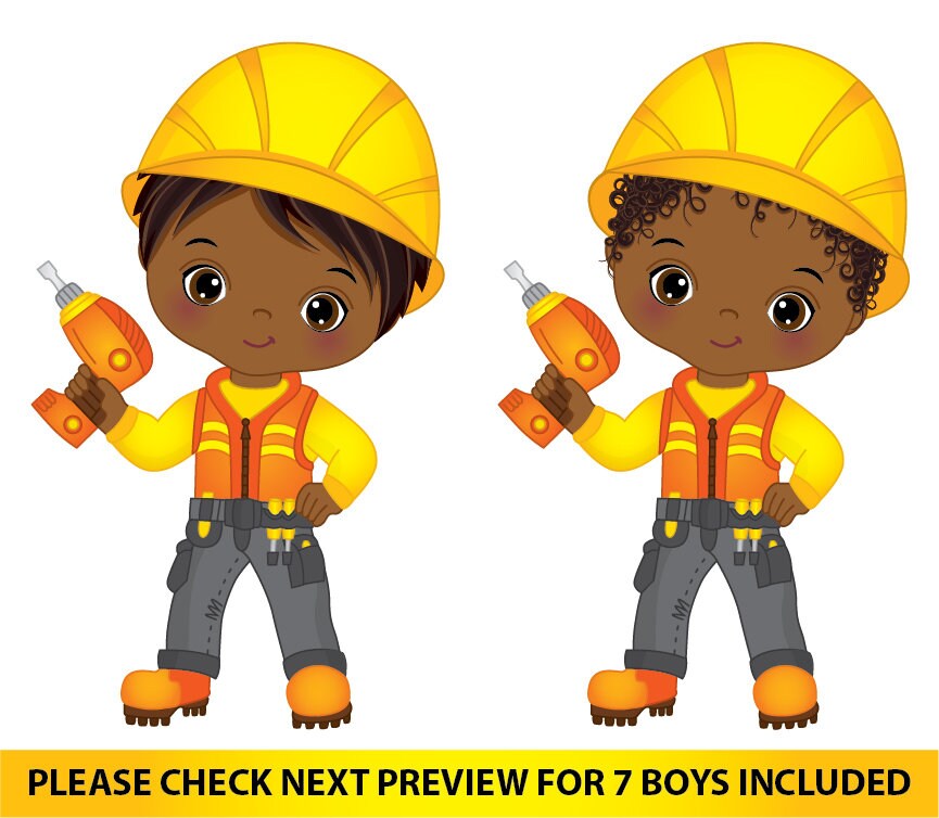 Construction Boys Clipart Vector Construction Clipart Boys - Etsy