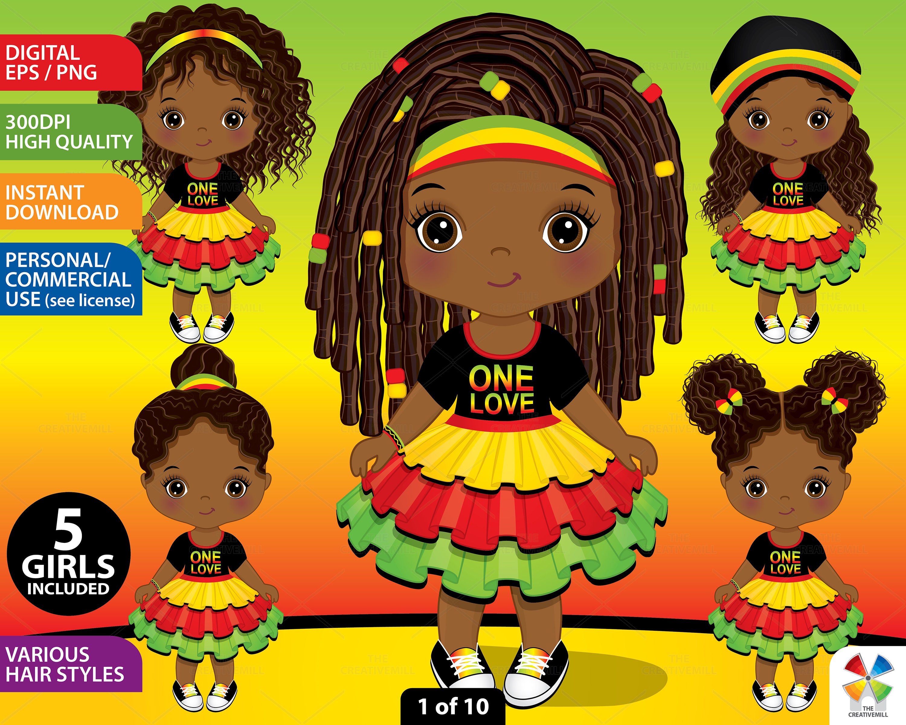 Reggae Girl Clipart Vector Rasta Clipart Black Girl - Etsy New Zealand