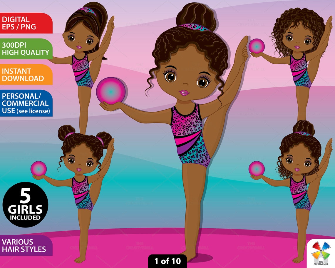 Gymnastics Clipart Vector Gymnast Cute Girl Sport Kid - Etsy