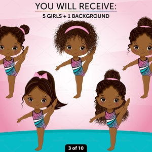 Gymnastics Girl Clipart, Vector Gymnast, Cute Girl, Sport Kid, African ...