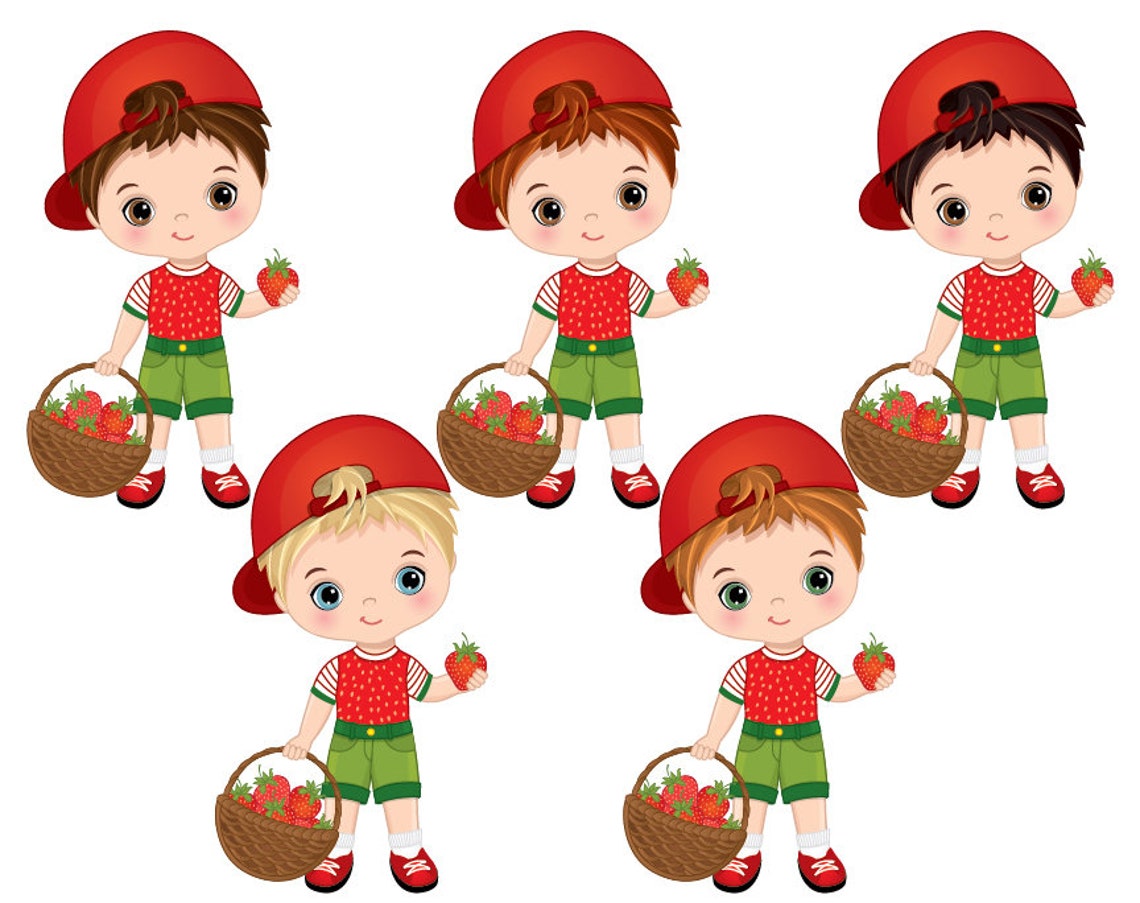 Boy Strawberry Clipart Vector Strawberry Clipart Boy | Etsy