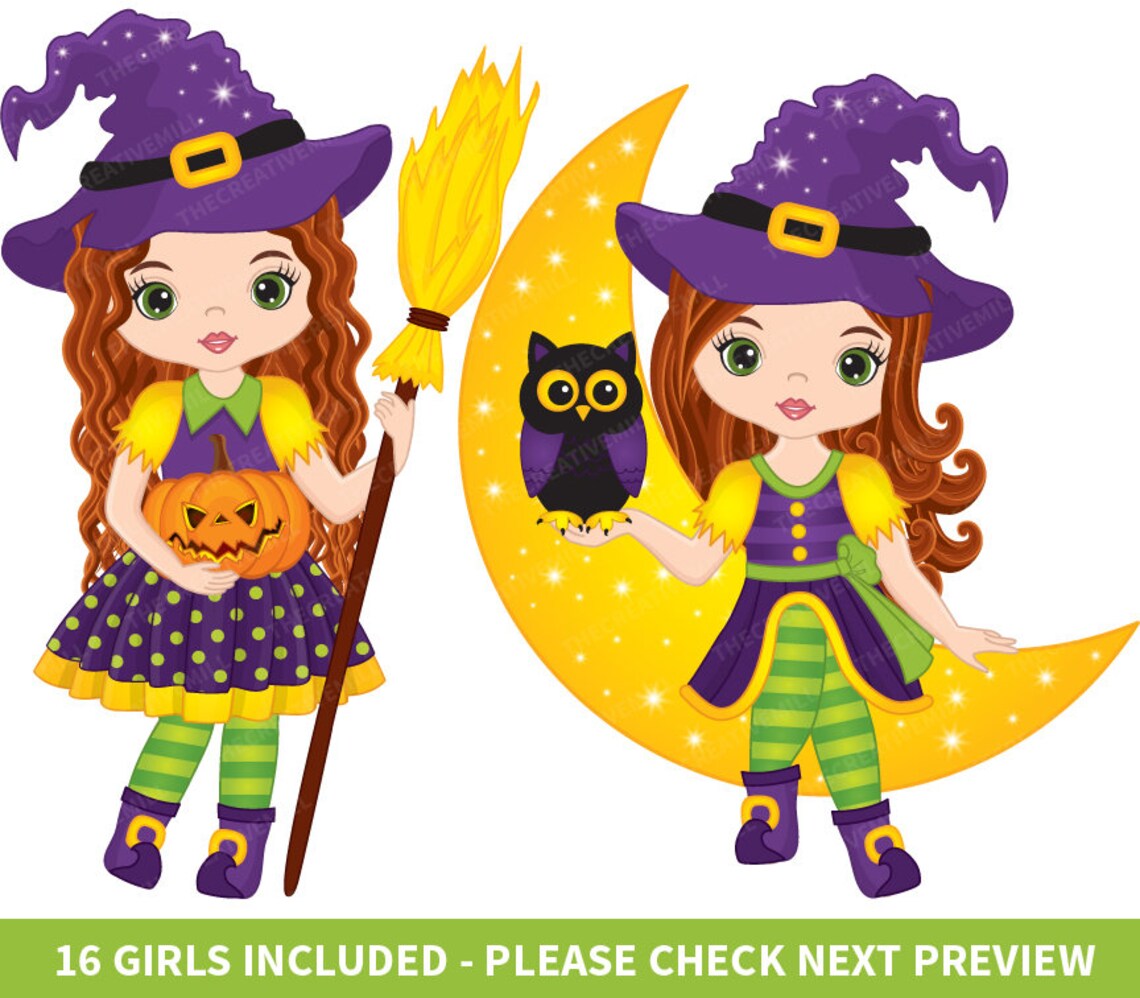 Halloween Witch Clipart Halloween Clipart Witch Clipart | Etsy