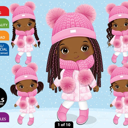 Cute Afro Girl Clipart Vector Little Girl Denim Character - Etsy