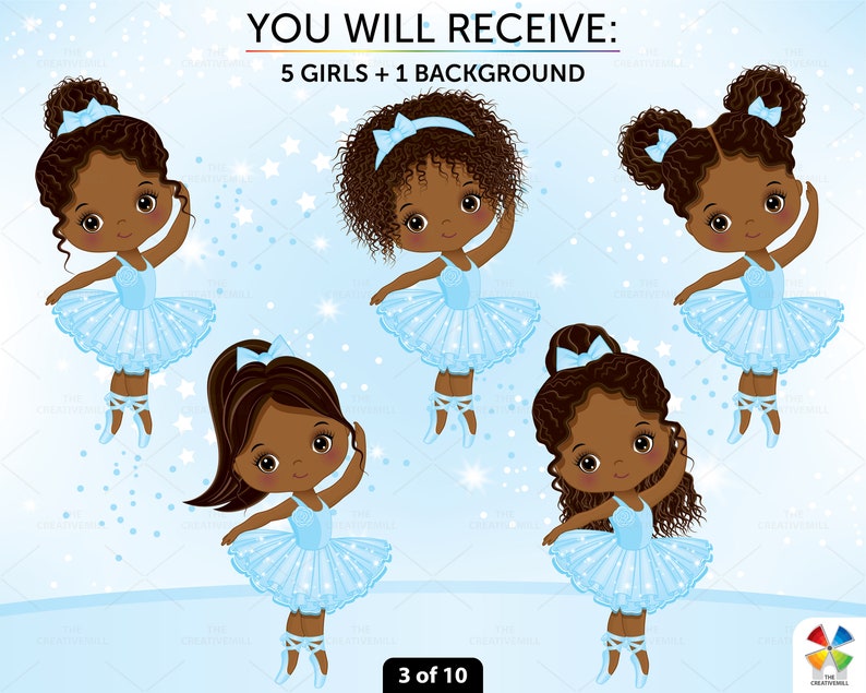 Little Ballerina Clipart Vector Ballerina Ballet Afro - Etsy