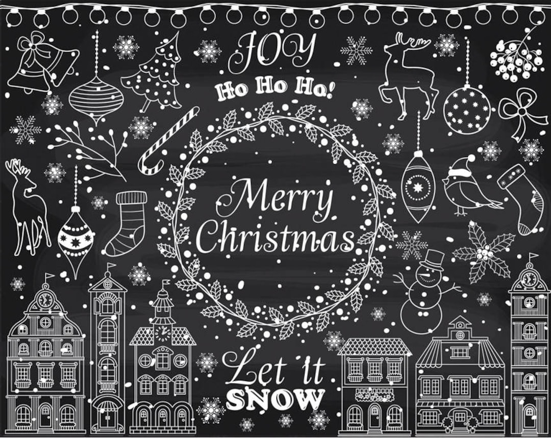 Chalkboard Christmas Clipart - Vector Christmas Clipart, Xmas Clipart ...