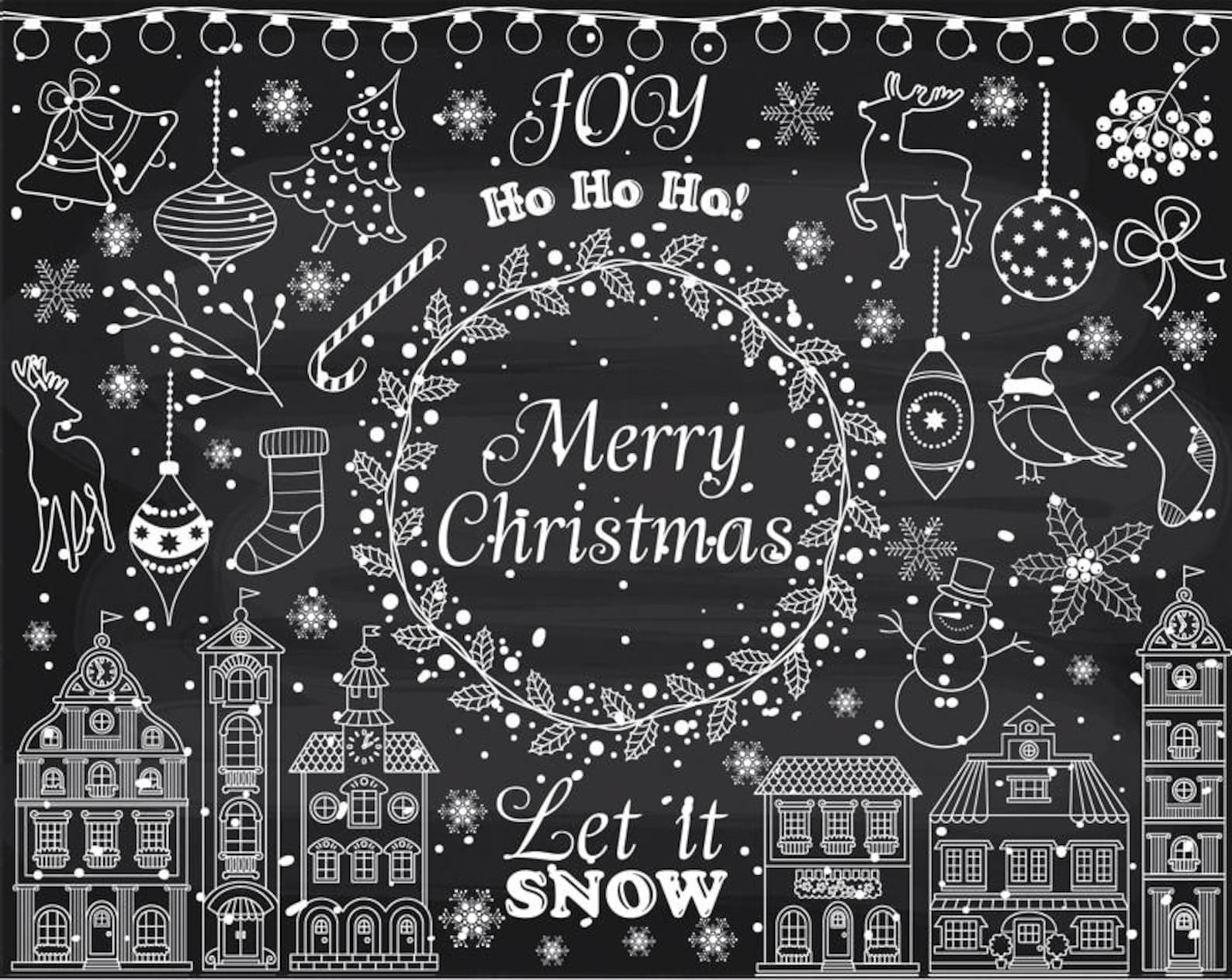 Chalkboard Christmas Clipart Vector Christmas Clipart Xmas - Etsy