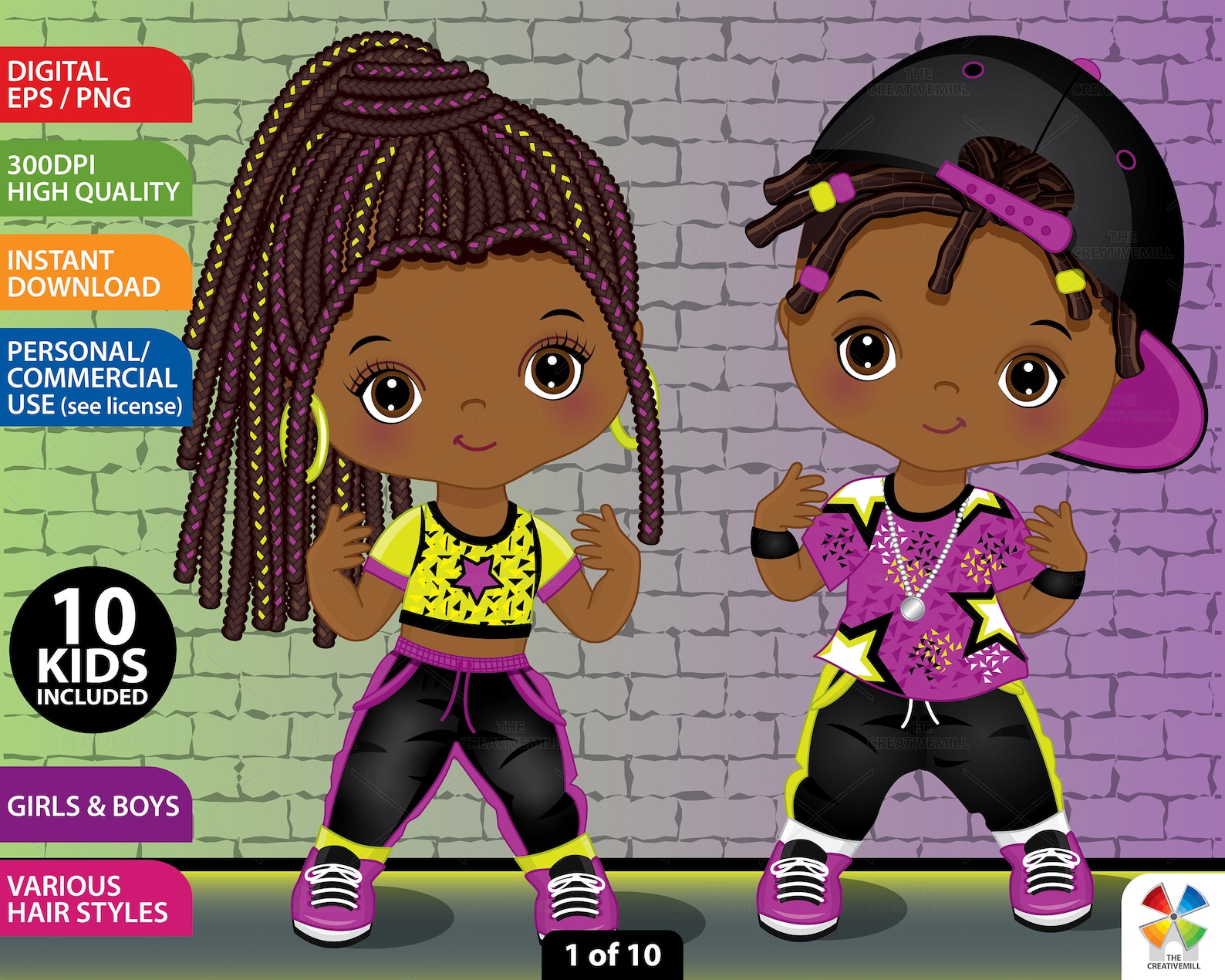Hip Hop Clipart, Vector Break Dance, Dancing Girl, Boy, Rap Kid PNG ...