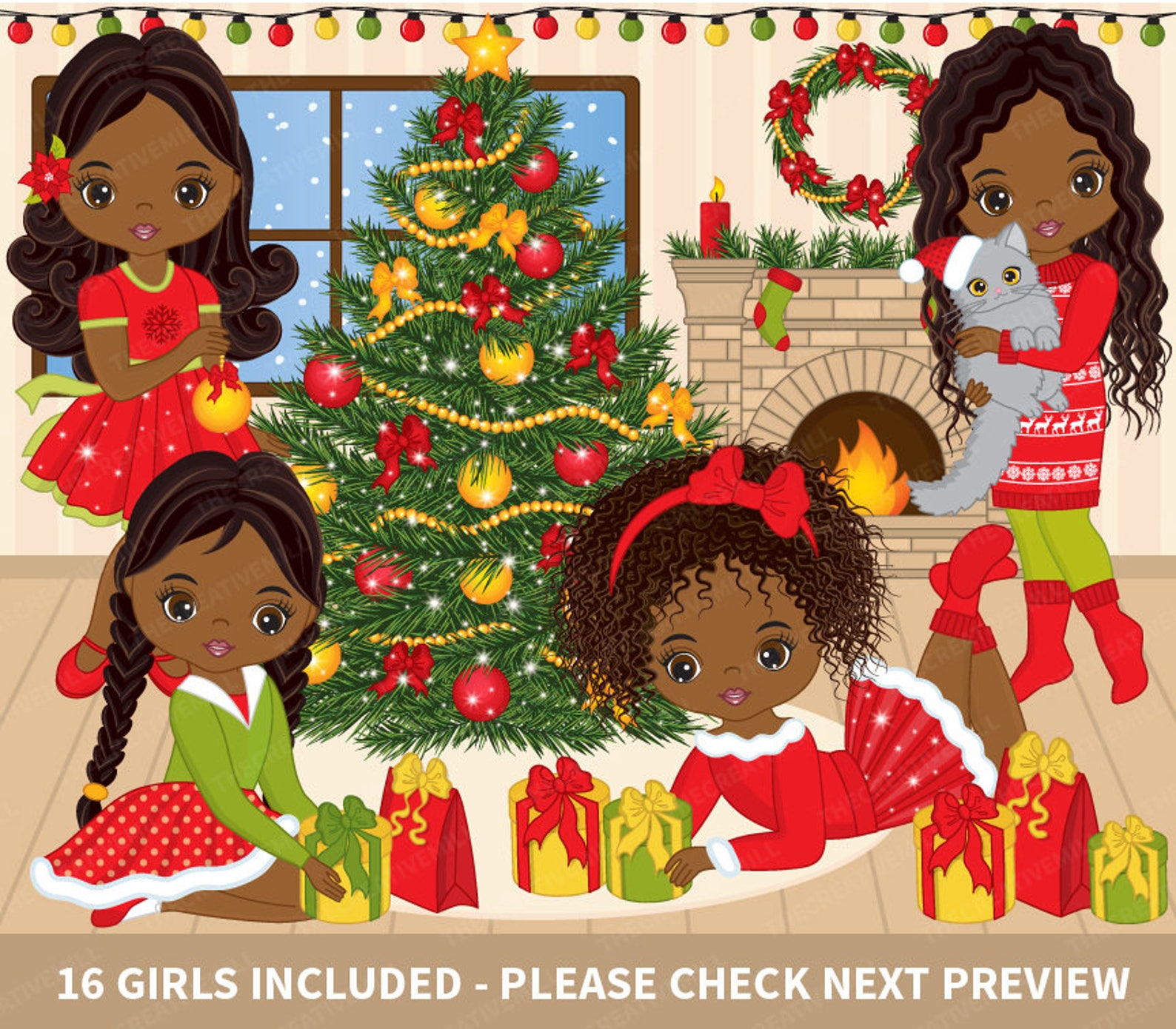Christmas Girls Clipart Vector Christmas Clipart Girl - Etsy