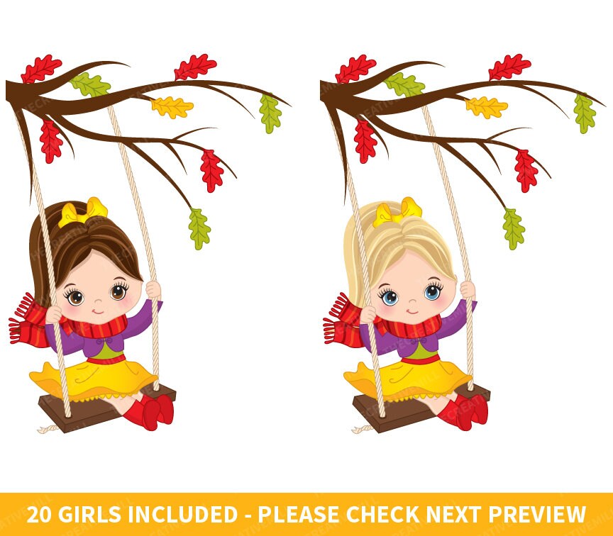 Fall Clipart Vector Fall Clipart Autumn Girl Clipart Fall | Etsy