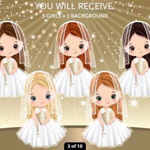 First Communion Clipart, Vector Religious, Cute Girl, Catholic, Church ...