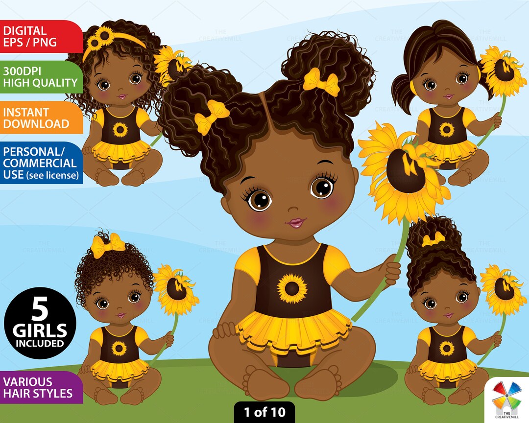 Cute African American Babies Clipart