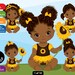 Sunflower Black Baby Girl Clipart Vector Cute Girl Clipart, Yellow Baby ...