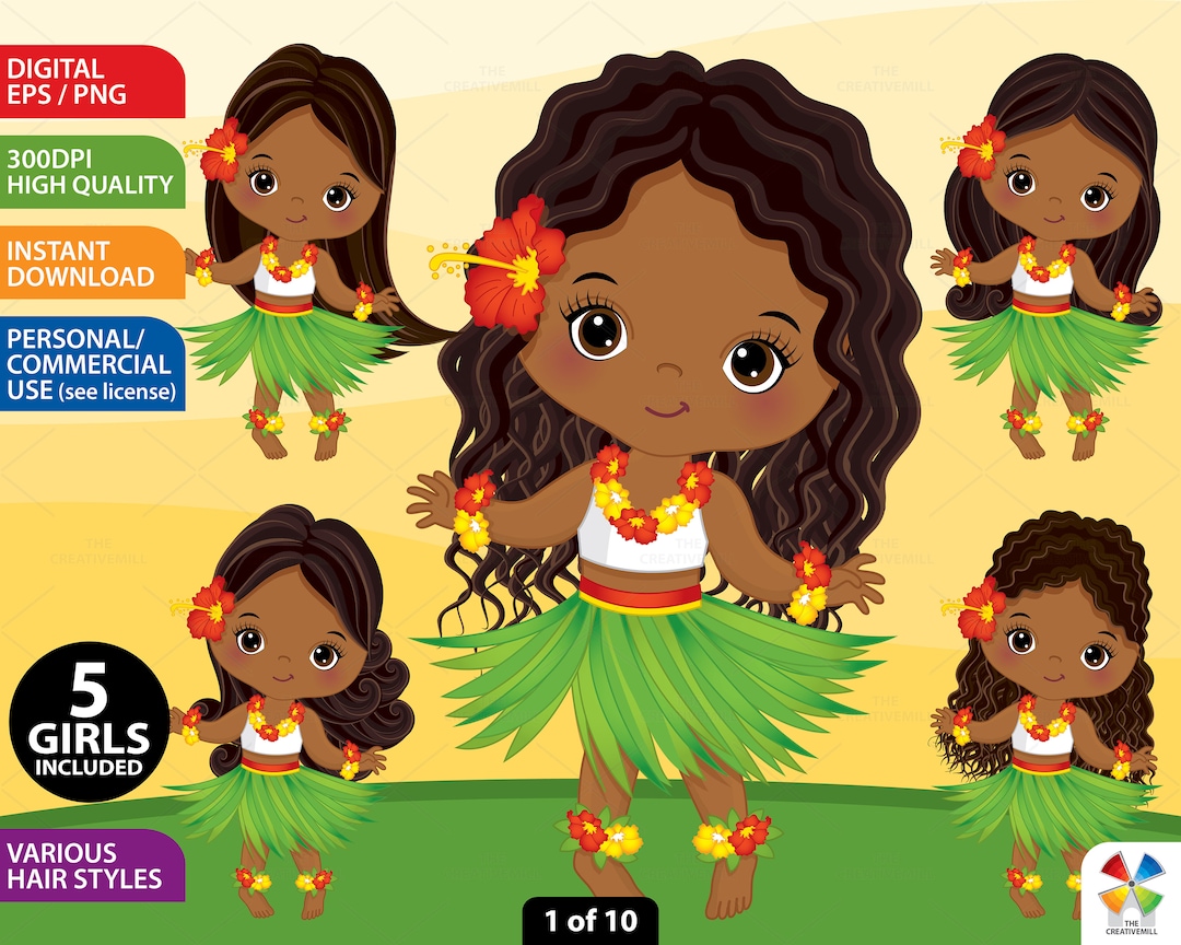 Luau Girl Clipart - Vector Hawaiian Girl, Hula Clipart, Luau Clipart ...