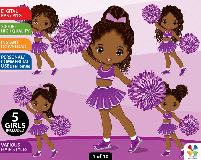 Black Cheerleader Clipart - Vector Pom Pom Clipart, Sport Clipart ...