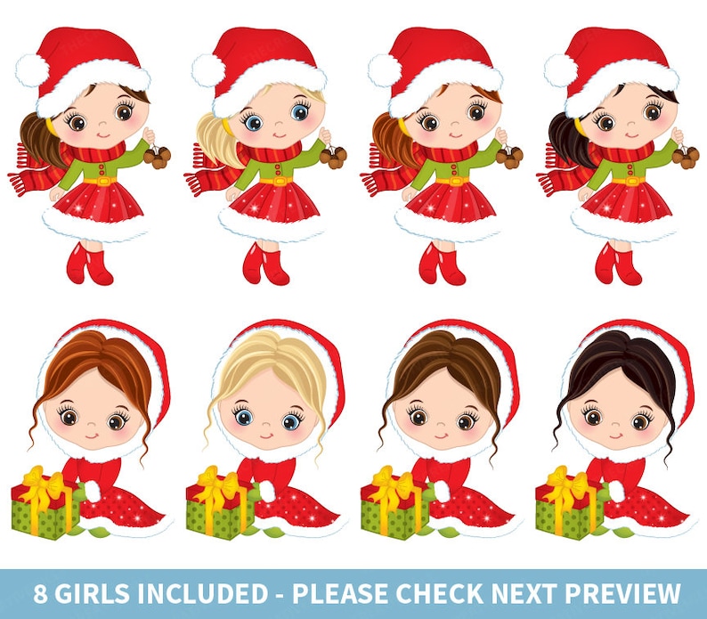 Christmas Clipart Vector Christmas Clipart Little Girls - Etsy