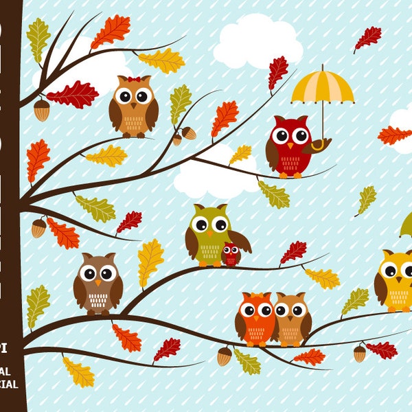 Fall Owl Clipart - Etsy