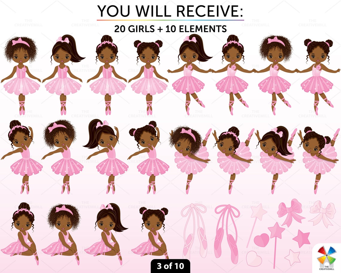 Ballerina Clipart Vector Ballerina Clipart African American - Etsy Ireland