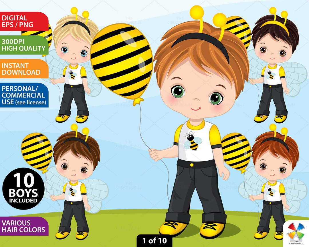 Boy Bumblebee Clipart - Vector Bee Clipart, Boy Clipart, Bee Boy ...