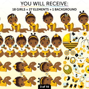 Bee Baby Girl Clipart - Vector Baby Clipart, Black Baby Clipart ...