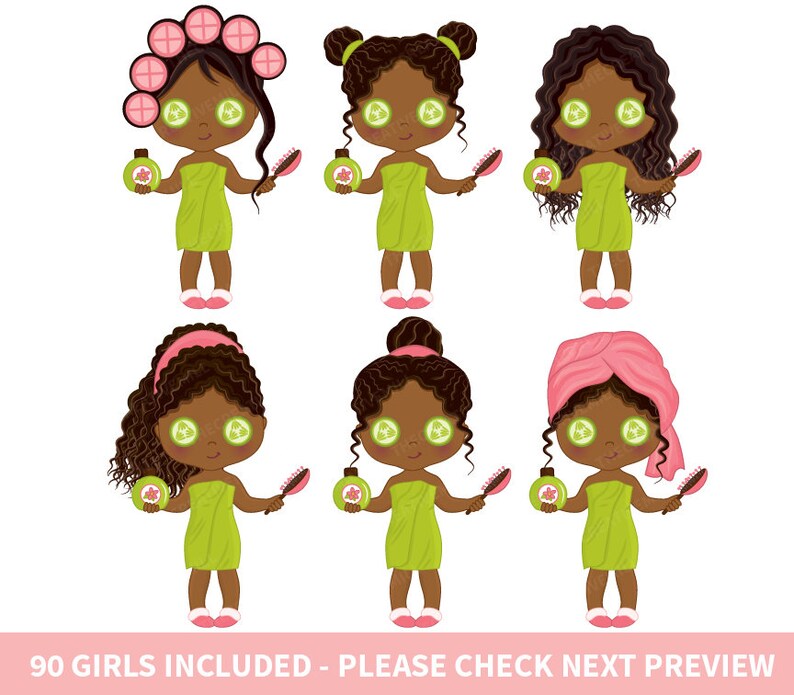 90 Little Spa Girls Clipart Vector Spa Spa Party Clipart | Etsy