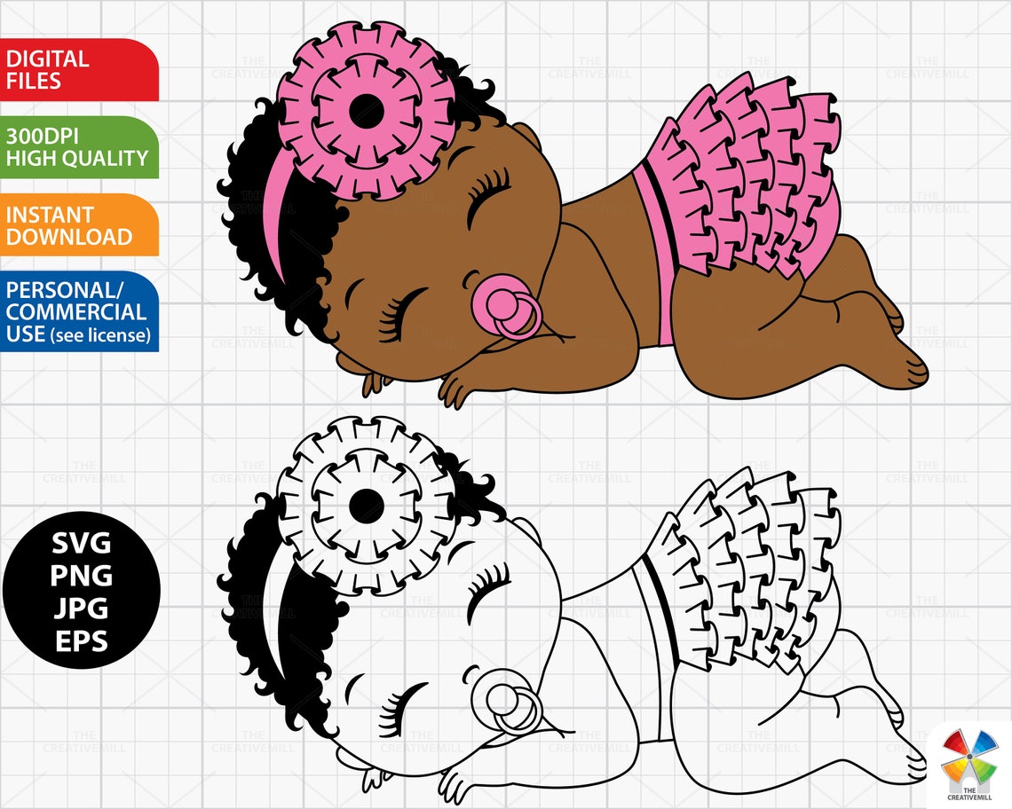 Baby Girl SVG, Sleeping Baby Clipart, Vector Baby Girl, Ruffle Pants ...