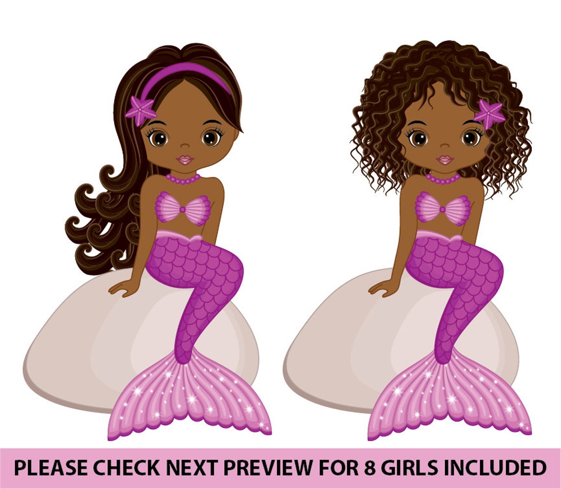Mermaids Clipart Vector Mermaids Clipart Fish Girls - Etsy