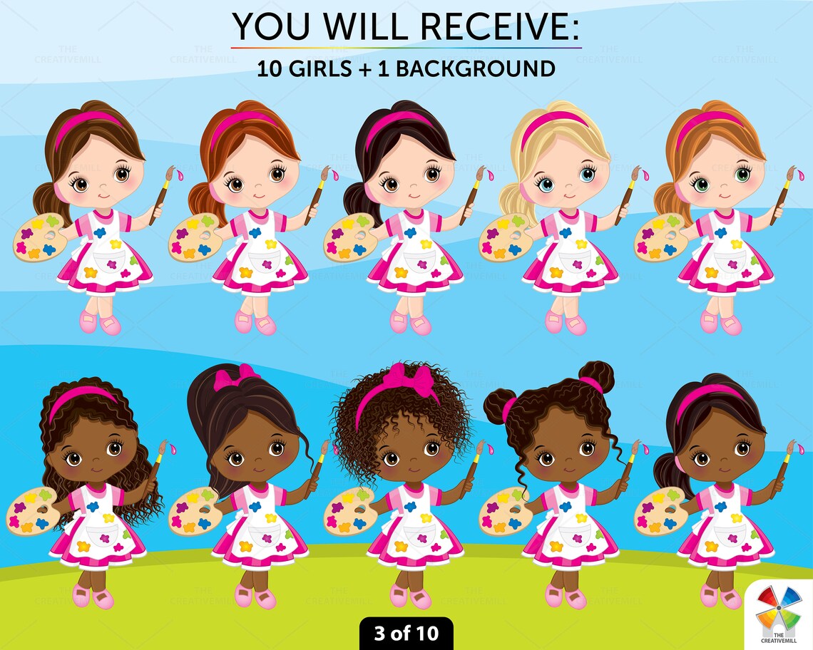 Artist Clipart Vector Artist Clipart Girl Clipart Artist - Etsy