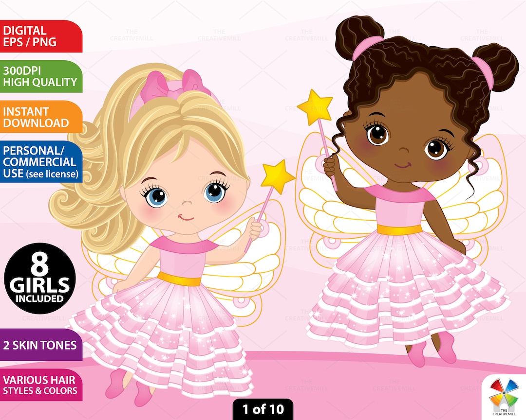 Little Fairy Clipart - Vector Fairy Clipart, Princess Clipart, Fairy ...