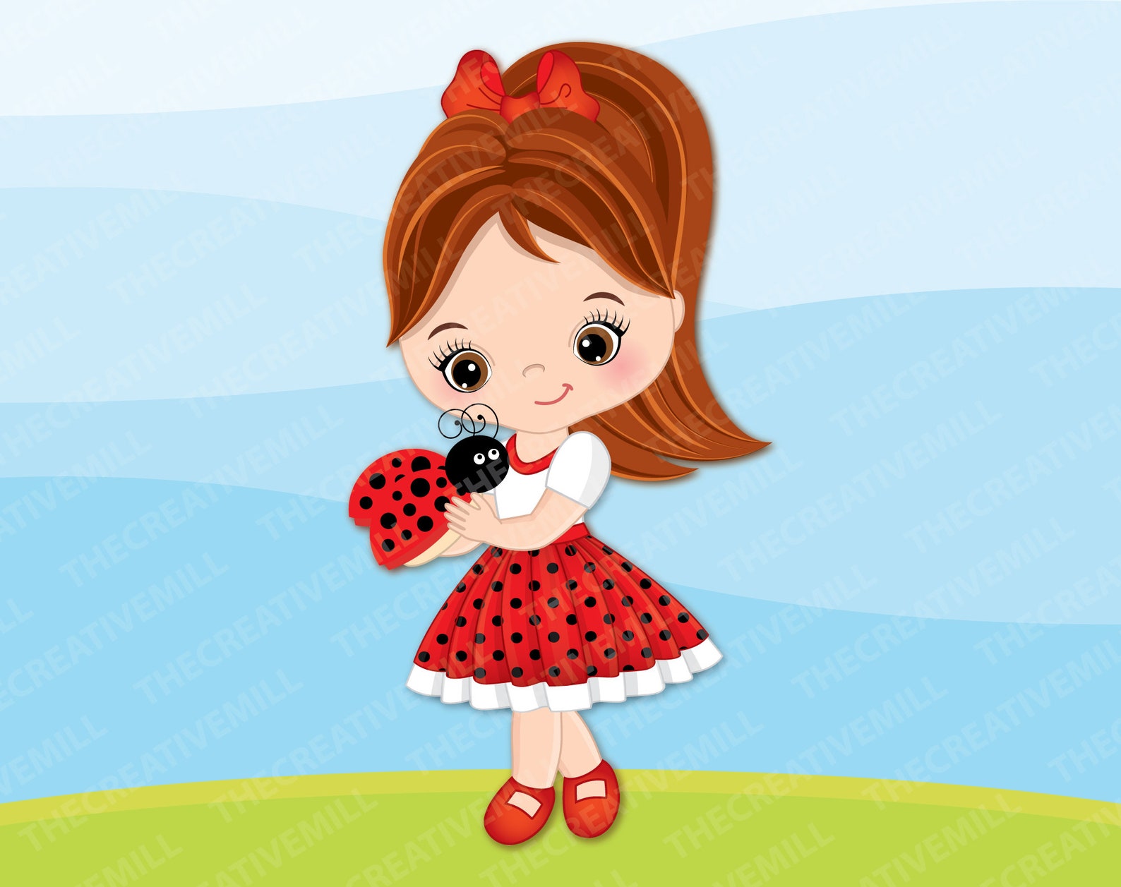 Ladybug Clipart Vector Ladybird Clipart Girl Clipart | Etsy