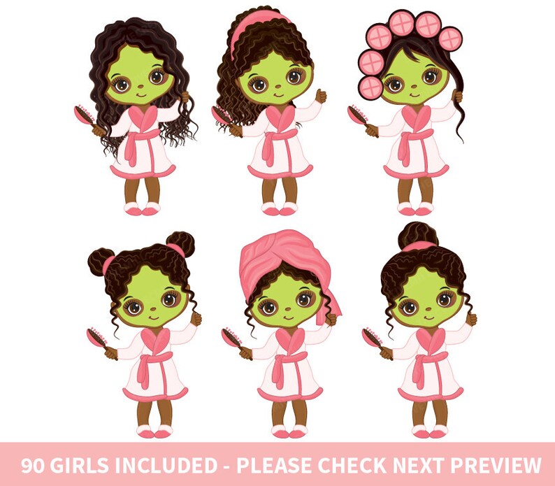 90 Little Spa Girls Clipart Vector Spa Spa Party Clipart | Etsy