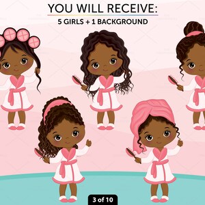 African American Little Spa Girls Clipart Vector Spa Girl, Spa Party ...