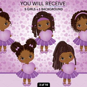 Valentines Day Girl Clipart, Vector Valentine Day, African American PNG ...