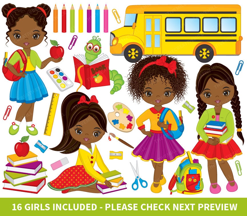 Back to School Clipart Vector School Clipart African | Etsy