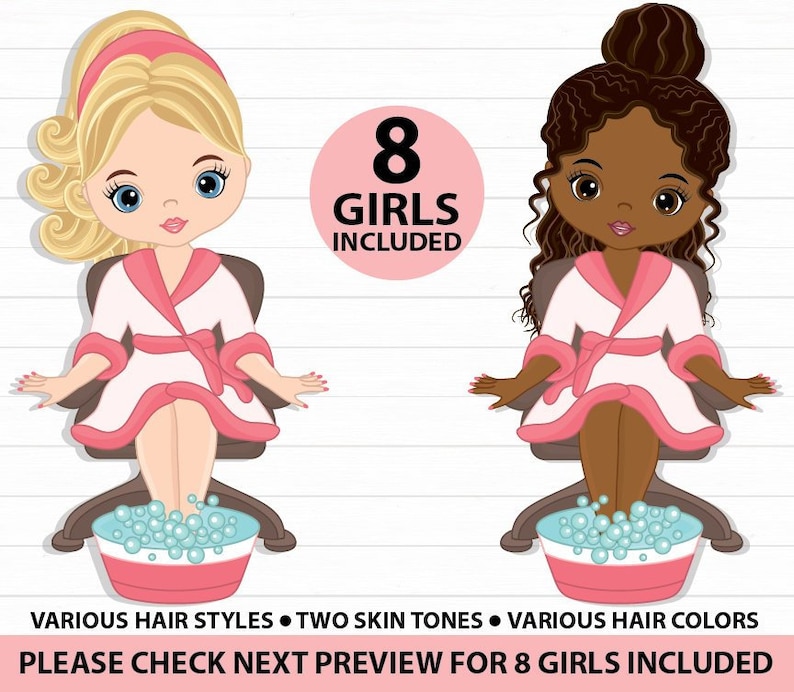 Spa Girls Clipart Vector Spa Girl Spa Party Clipart Spa | Etsy