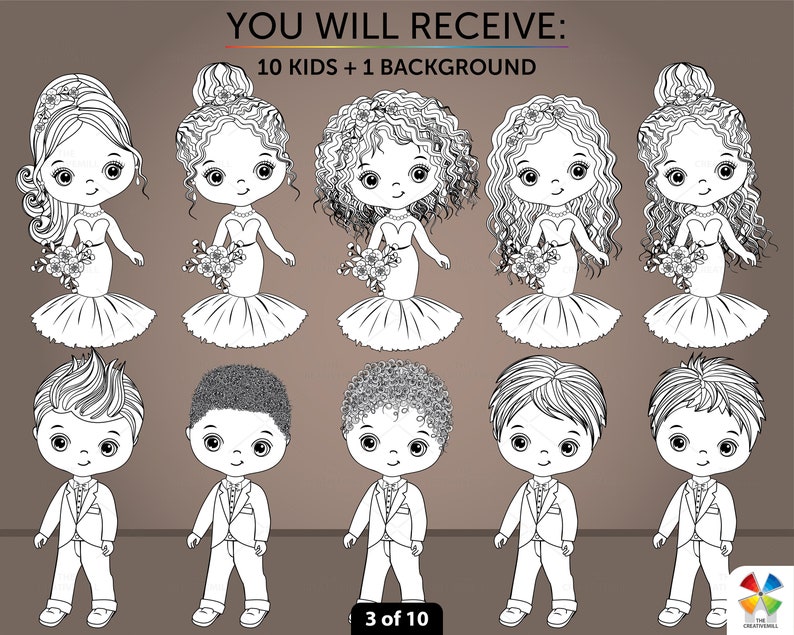 Kid Couple Clipart Vector Wedding Boy and Girl Love Bride - Etsy