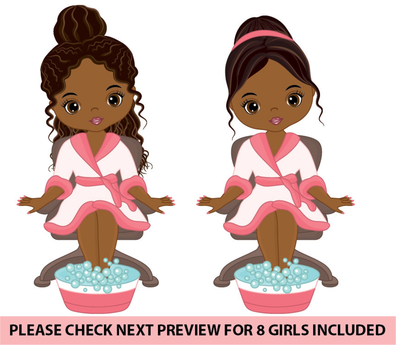 Spa Girls Clipart Vector Spa Girl Spa Party Clipart Spa | Etsy